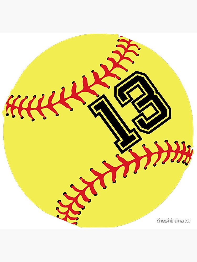 "Softball Player Jersey No 13 Back Number #13 Ball Sport Sticker Gift ...
