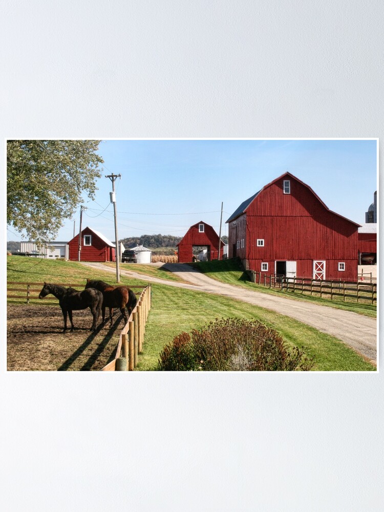 "Red Barns" Poster for Sale by MsTique | Redbubble