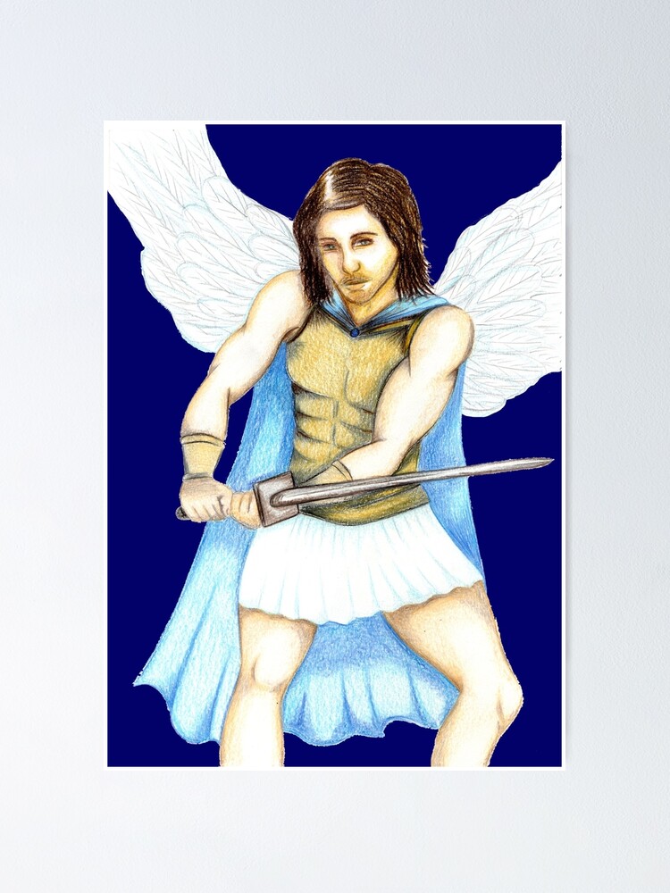 "Archangel Michael the Protector- Dark Blue" Poster by EarthSoul ...
