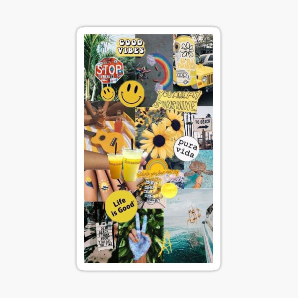 "yellow sunshine collage " Sticker by persianezhad | Redbubble