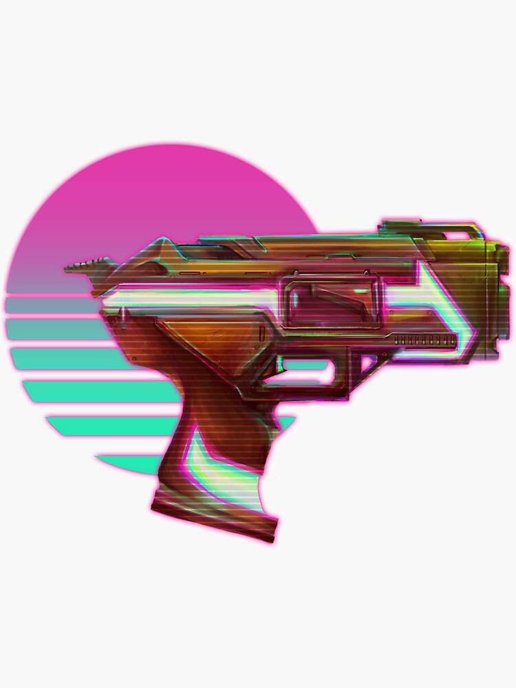 "Cyberpunk Vaporwave Cyberwave Gun Blaster Pistol" Sticker for Sale by ...
