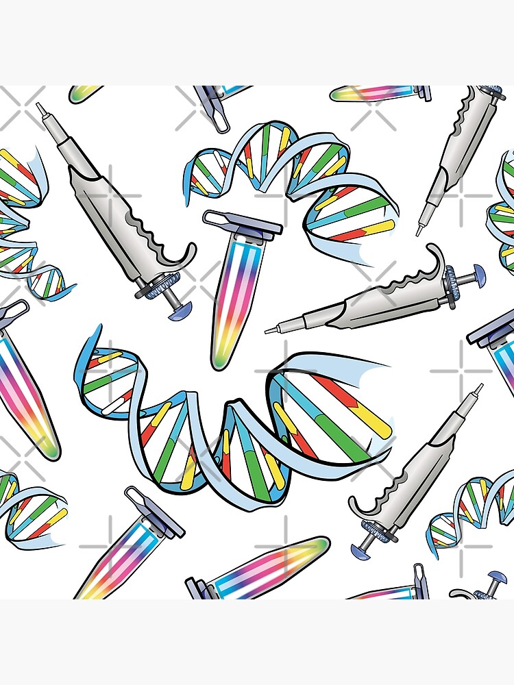 "qPCR Pattern with DNA Pipetter and PCR Reaction Tube" Art Print for ...