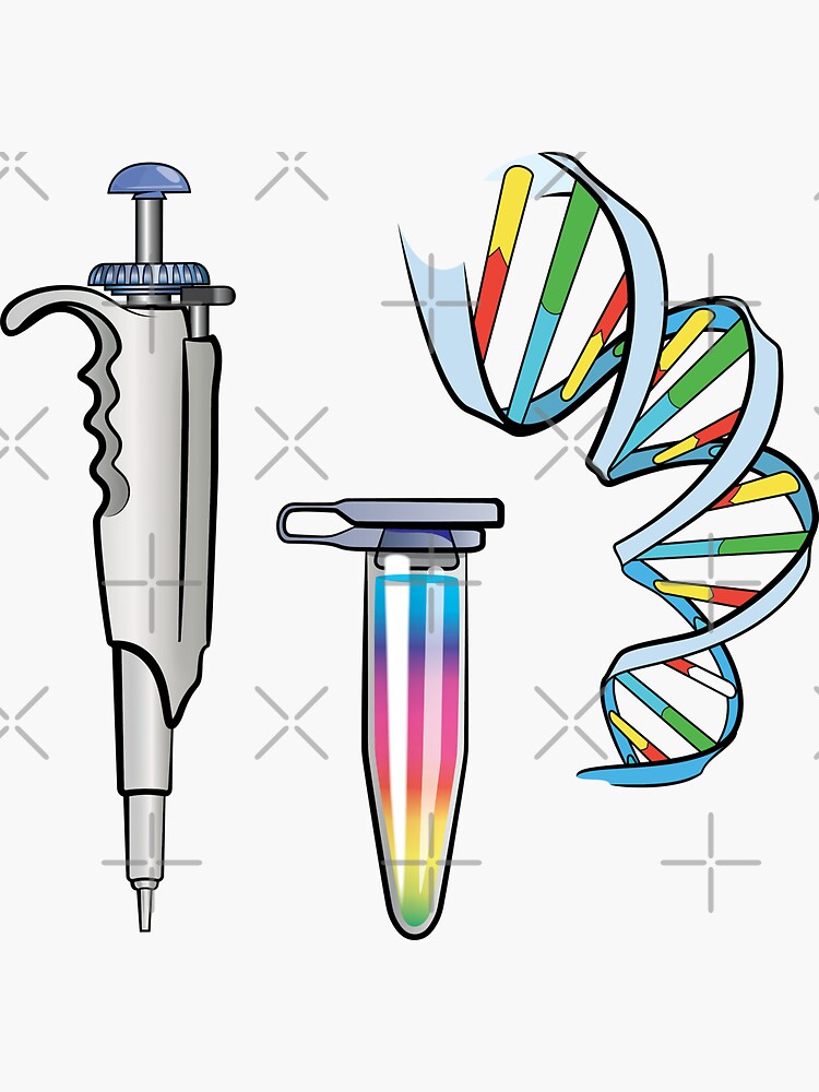 "qPCR Pattern with DNA Pipetter and PCR Reaction Tube" Sticker for Sale ...