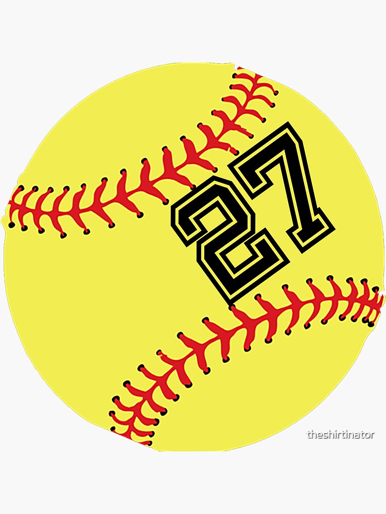 "Softball Player Jersey No 27 Back Number #27 Ball Sport Sticker Gift ...
