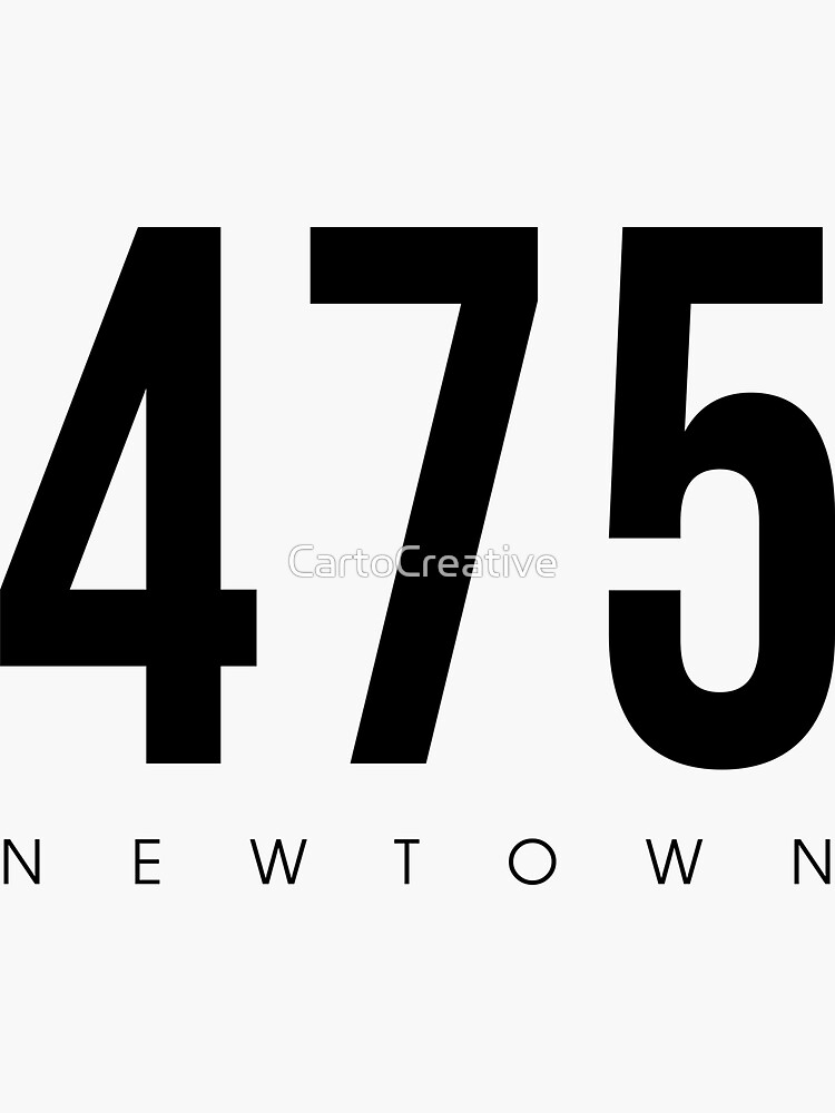 "Newtown, CT - 475 Area Code design" Sticker by CartoCreative | Redbubble