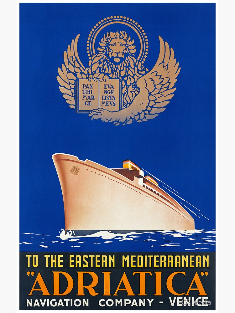 "Adriatica Italy Vintage Travel Poster Restored" Sticker for Sale by ...