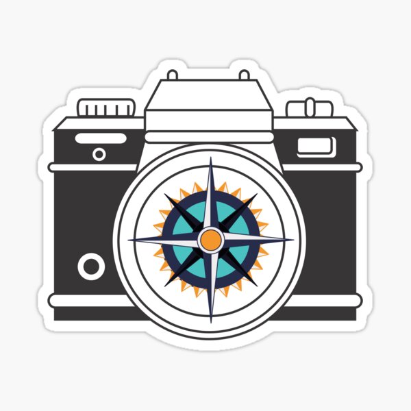 "Camera with Compass design in the lens" Sticker by CastleBookshelf ...