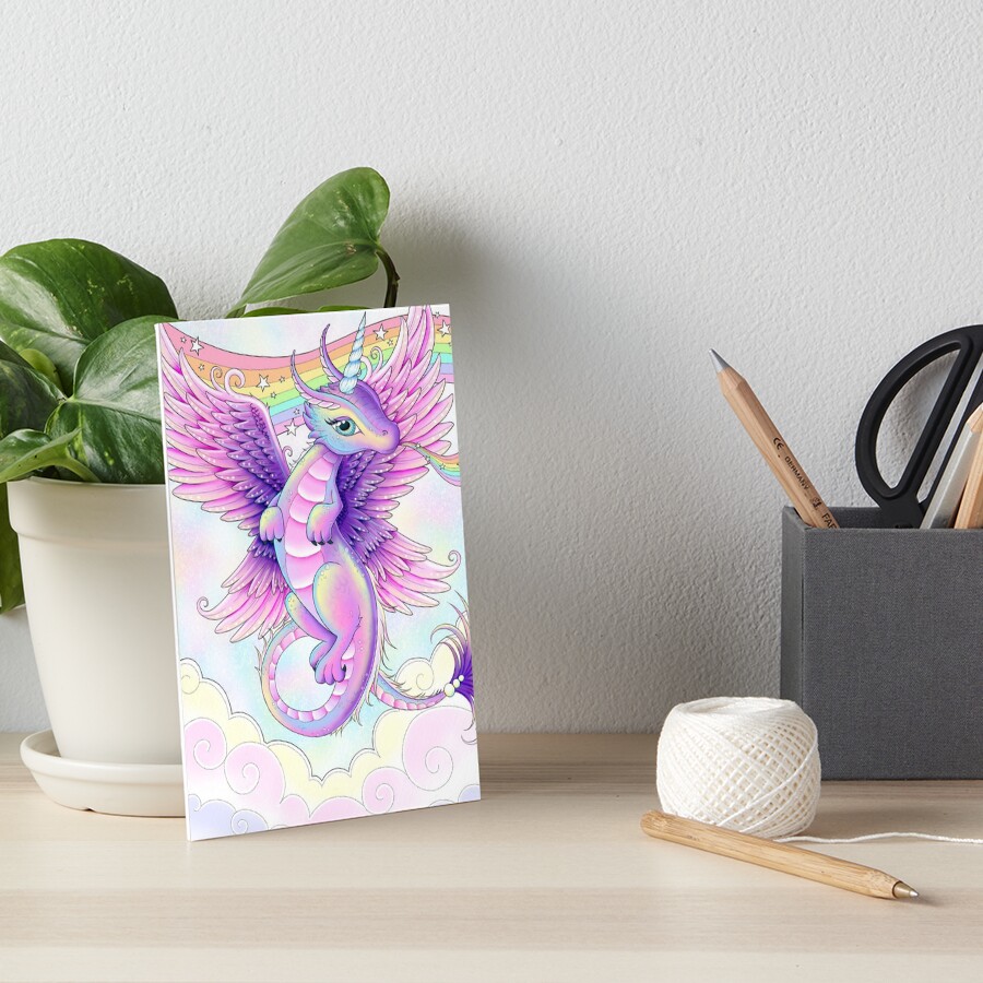 "Rainbow Breathing UniDragon (Unicorn and Dragon Hybrid)" Art Board ...