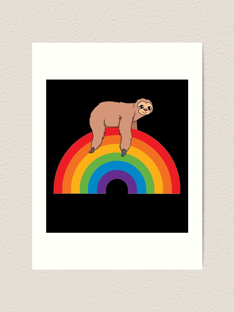 "Cute Kawaii Rainbow Sloth Cartoon Vector Illustration " Art Print for ...