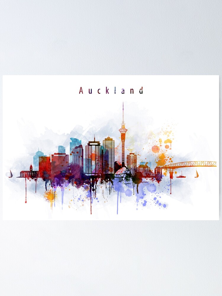 "Auckland City Skyline" Poster for Sale by DimDom | Redbubble