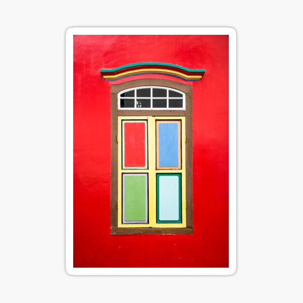 "Singapore red window" Sticker for Sale by Delphimages-Art | Redbubble