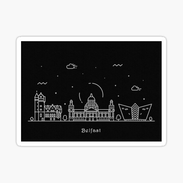 "Belfast Skyline Minimal Line Art Poster" Sticker for Sale by ...