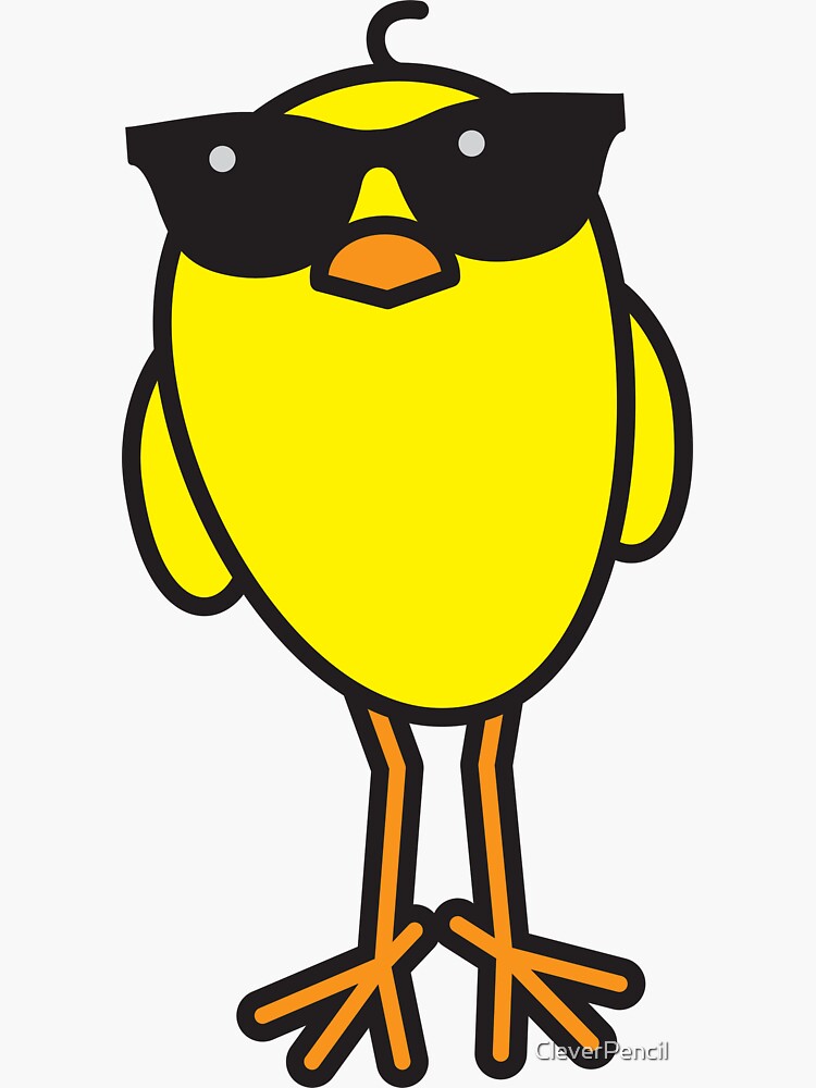 "Cool Yellow Staring Chick Wearing Black Sunglasses" Sticker by ...