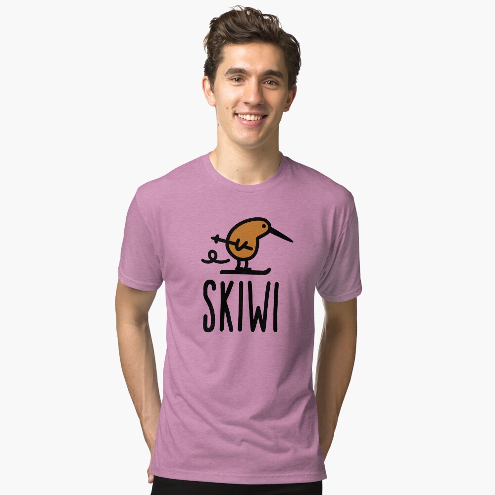 " Skiwi funny kiwi New Zealand bird ski cartoon" Sticker for Sale by ...