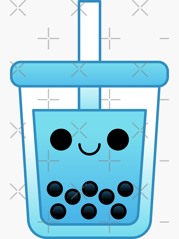 "kawaii blue boba tea" Sticker by kittybox | Redbubble