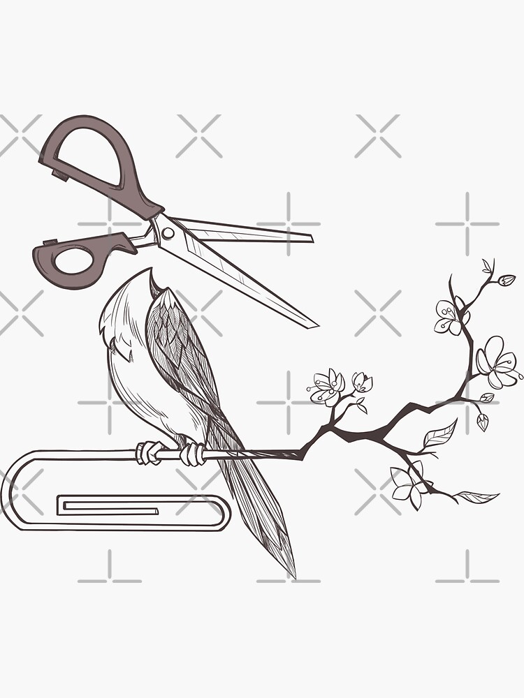 "Scissor Bird" Sticker for Sale by Neonluxi | Redbubble
