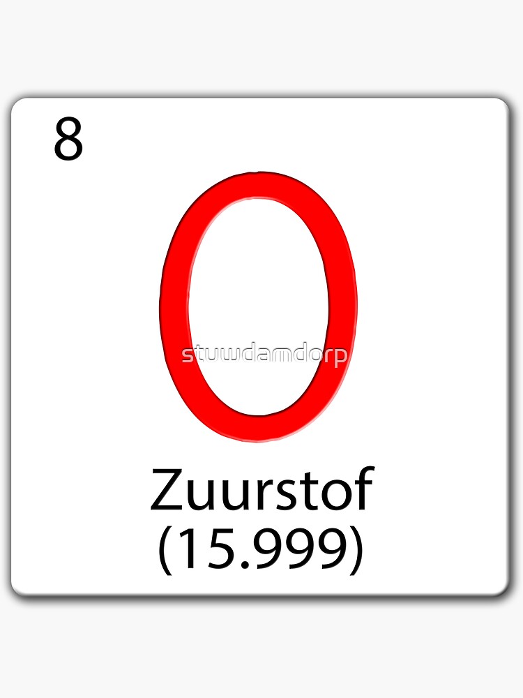 "Chemical periodic table style tile O Zuurstof (Nederlands / Vlaams ...
