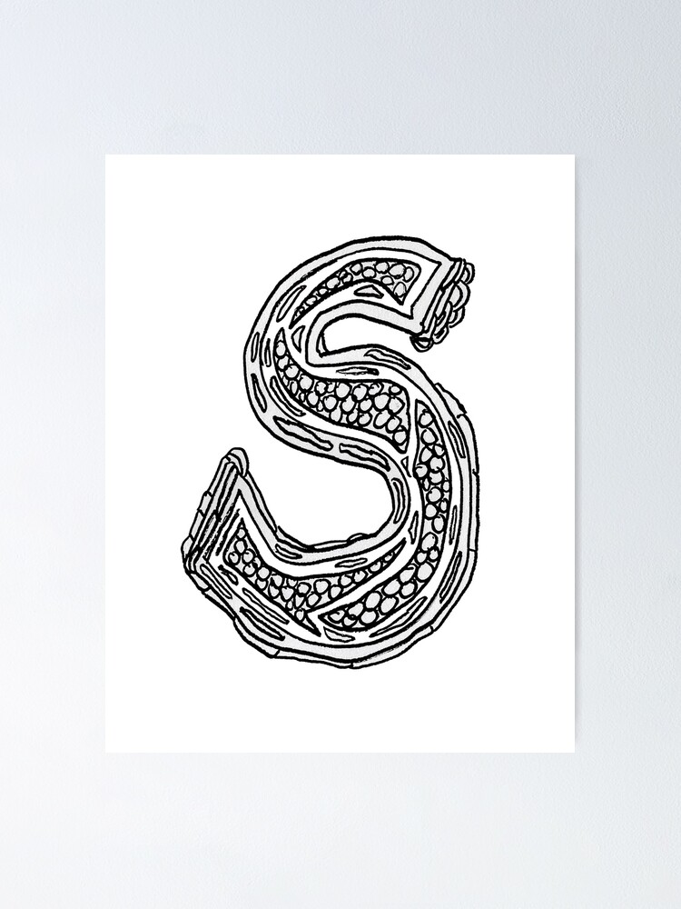 Póster «Mayúscula alfabeto blanco y negro letra S» de HEVIFineart ...
