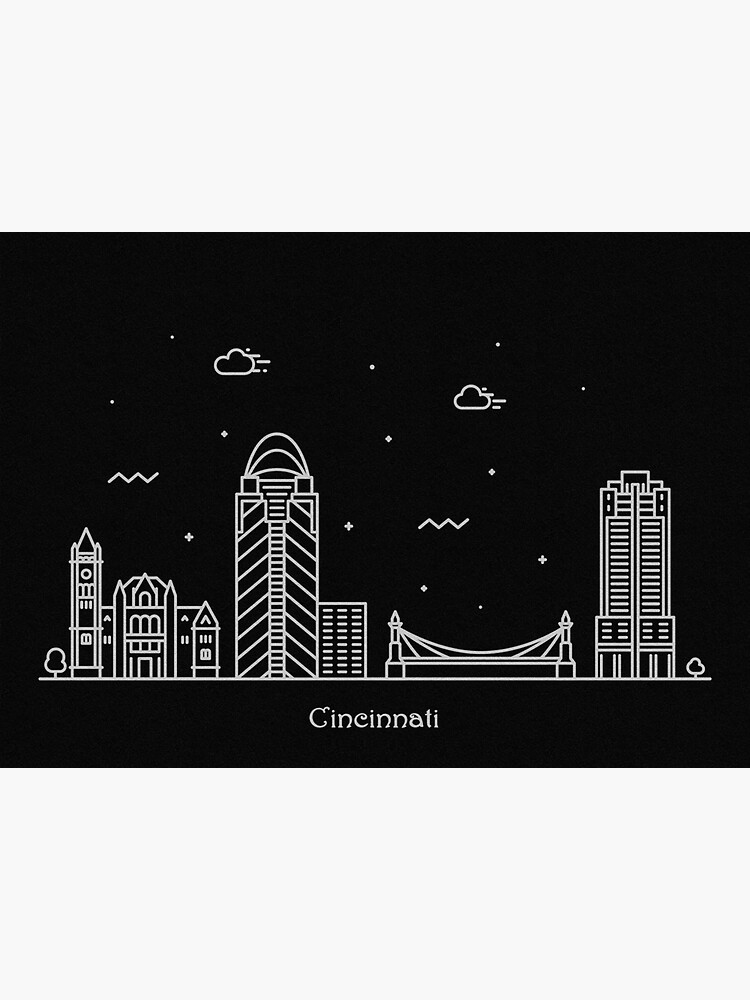 "Cincinnati Skyline Minimal Line Art Poster" Sticker for Sale by ...