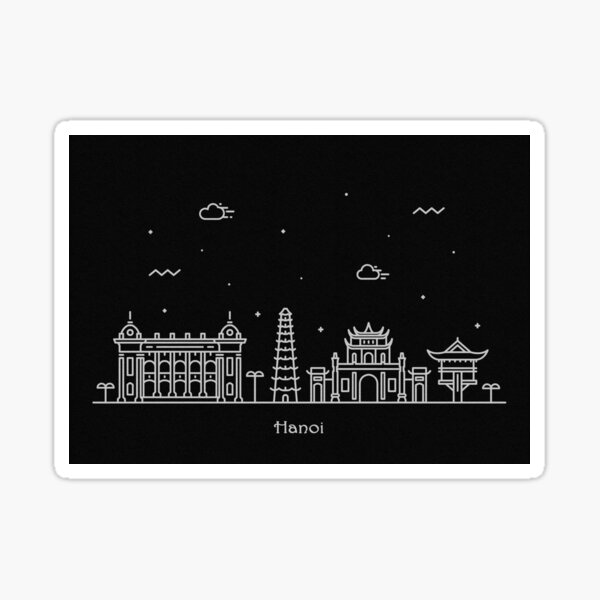 "Hanoi Skyline Minimal Line Art Poster" Sticker for Sale by geekmywall ...