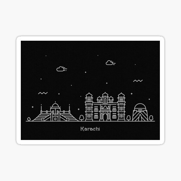 "Karachi Skyline Minimal Line Art Poster" Sticker for Sale by ...