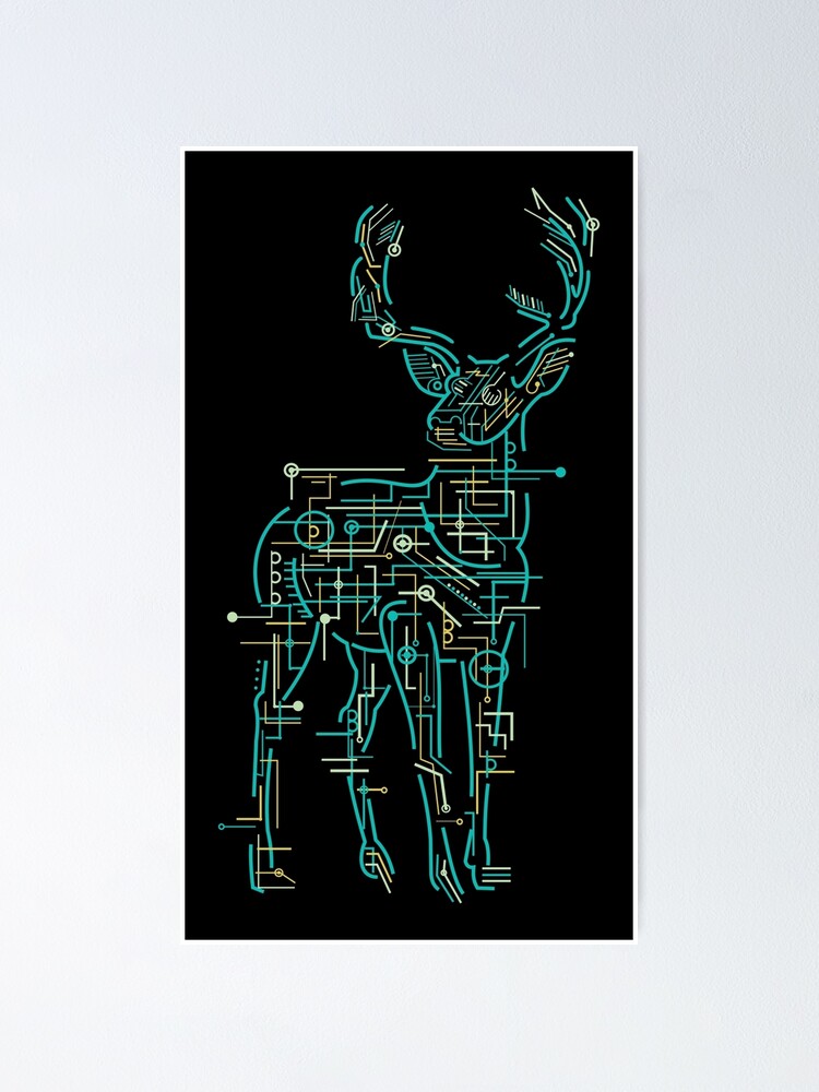 "Electric Deer Design" Poster for Sale by SoccaTamam | Redbubble