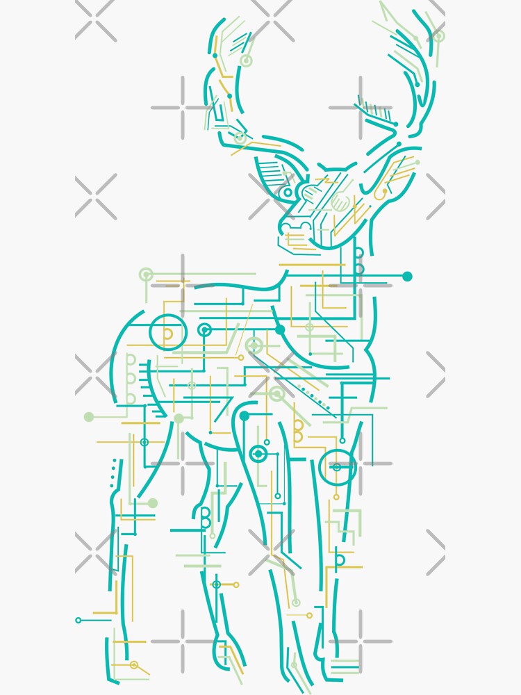 "Electric Deer Design" Sticker for Sale by SoccaTamam | Redbubble