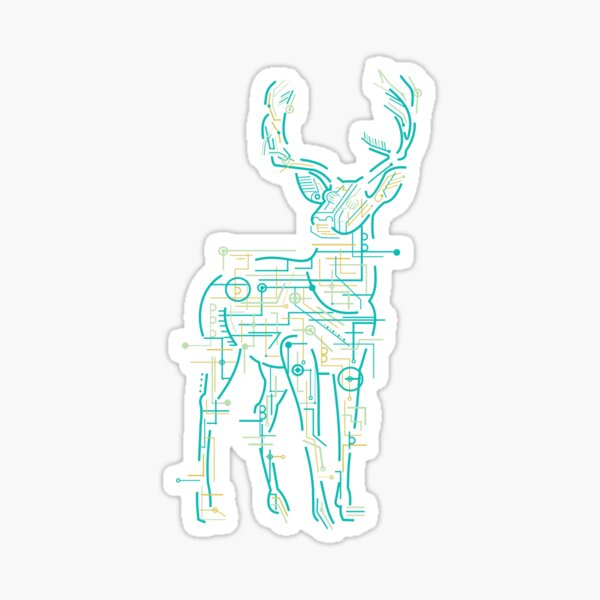 "Electric Deer Design" Sticker for Sale by SoccaTamam | Redbubble