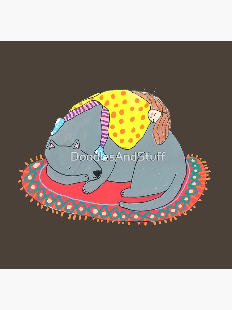 "Girl Dog Cute Chill Drawing Love Dogs" Poster by DoodlesAndStuff ...