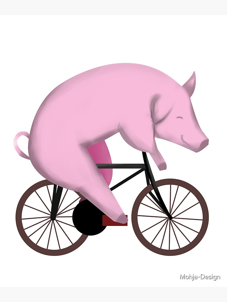 "Pig is riding on his bike" Poster for Sale by Mohja-Design | Redbubble