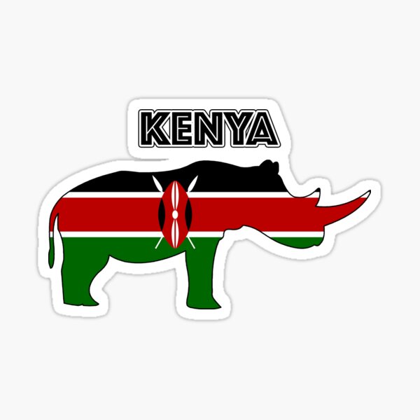 "Rhino with Flag of Kenya" Sticker for Sale by puravida08 | Redbubble