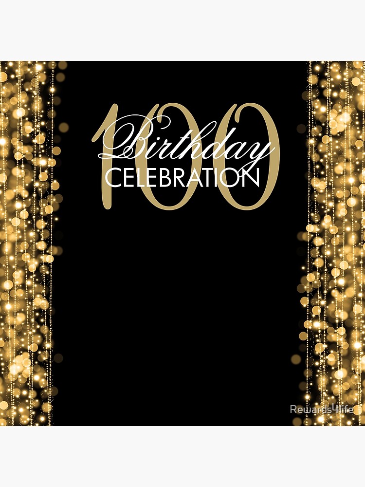 "Elegant 100th Birthday Party Sparkles Banner Gold" Canvas Print by ...