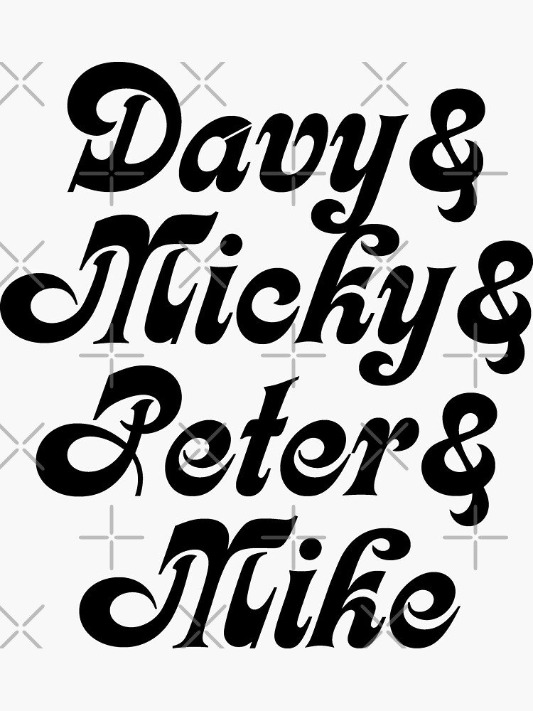 "The Monkees - Band Members - Kalli Font - Black" Sticker for Sale by ...