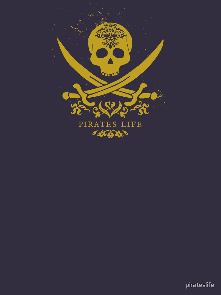 "Pirate's Life logo Golden Damask Skull" Lightweight Sweatshirt for ...