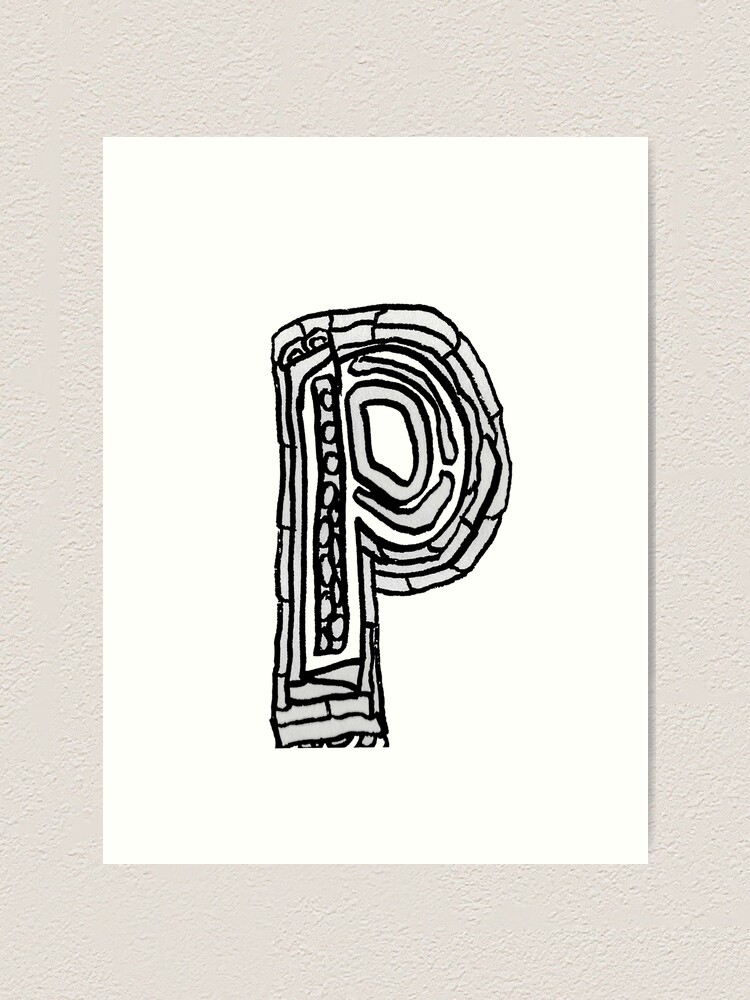 Lámina artística «Mayúscula alfabeto blanco y negro letra P» de ...