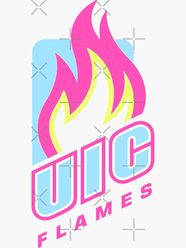 "UIC FLAMES (NEON)" Sticker for Sale by christikdesigns | Redbubble