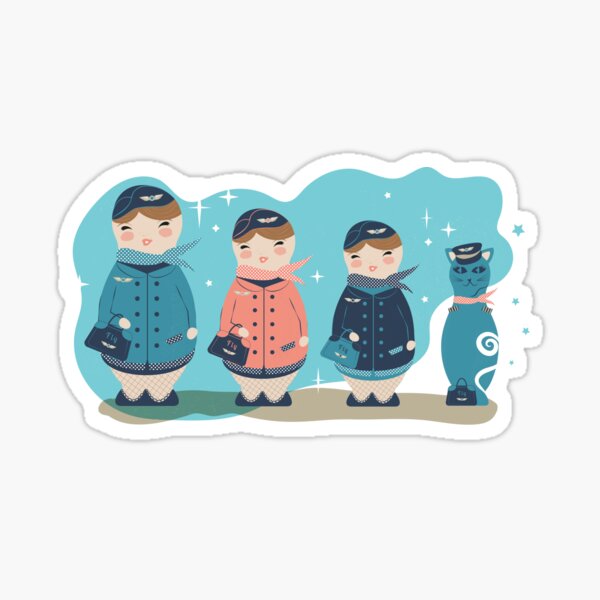 "Vintage air hostess and a pilot cat. Air crew with a cat. A cat in ...