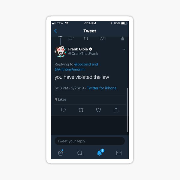 "you have violated the law - ctf" Sticker for Sale by izaiahblake04 ...