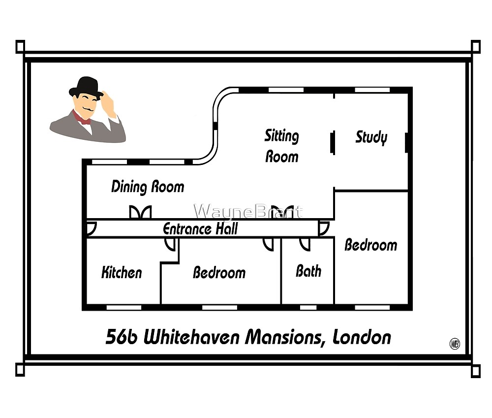 "56B Whitehaven Mansions Floorplan" by WayneBrant | Redbubble