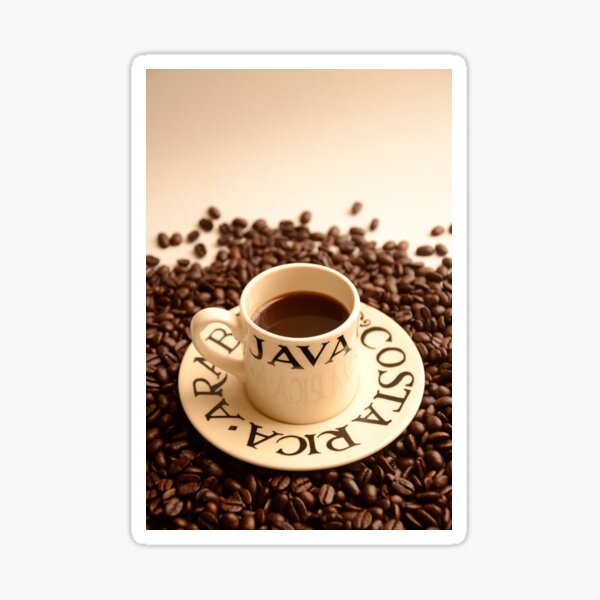 "Barista Cup of Coffee and Costa Rica Arabica Beans" Sticker by ...