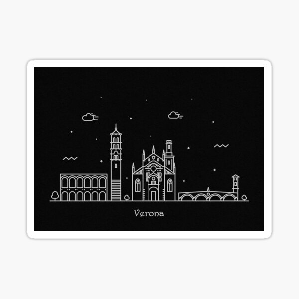 "Verona Skyline Minimal Line Art Poster" Sticker for Sale by geekmywall ...