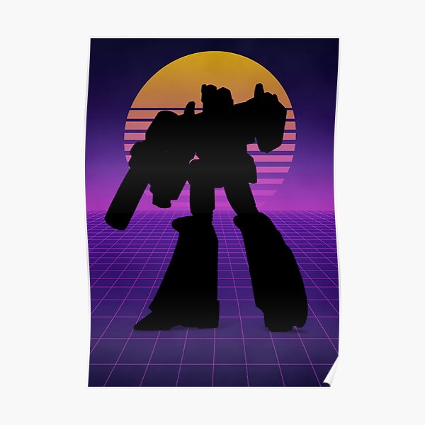 "Retro Synthwave Transformers Megatron Silhouette Poster" Poster for ...