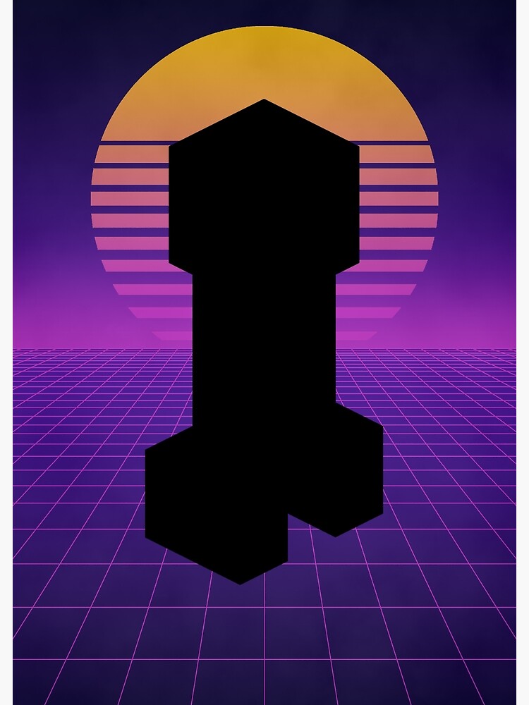 Retro Synthwave Minecraft Creeper Silhouette Poster Premium Matte ...