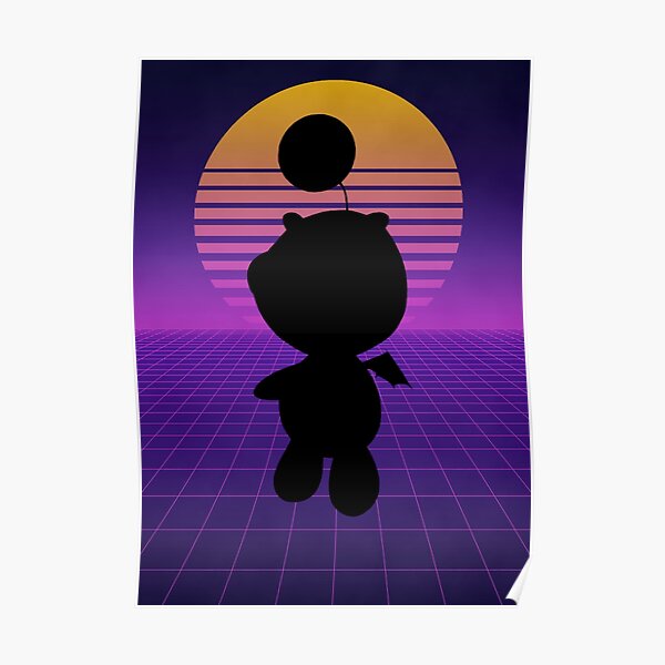"Retro Synthwave Final Fantasy Moogle Silhouette Poster" Poster by ...