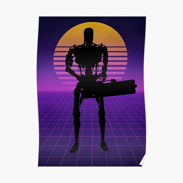 "Retro Synthwave The Terminator T-800 Silhouette Poster" Poster by ...