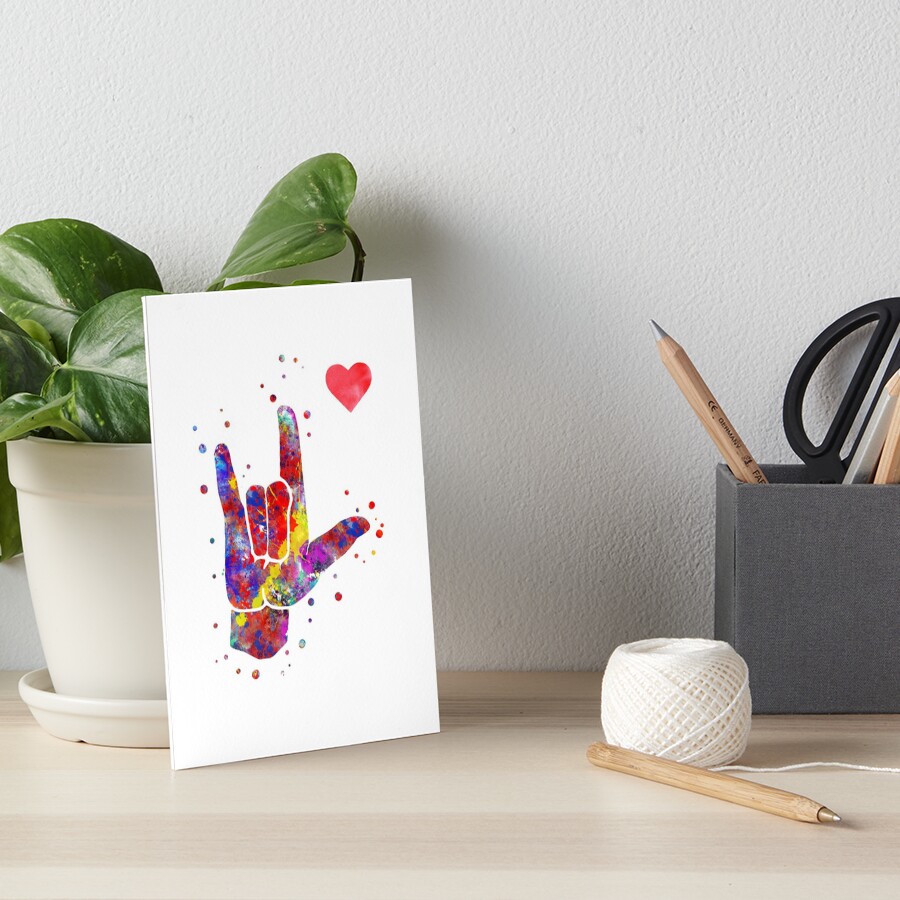 "I love you ASL sign language, watercolor sign language, I love you ...
