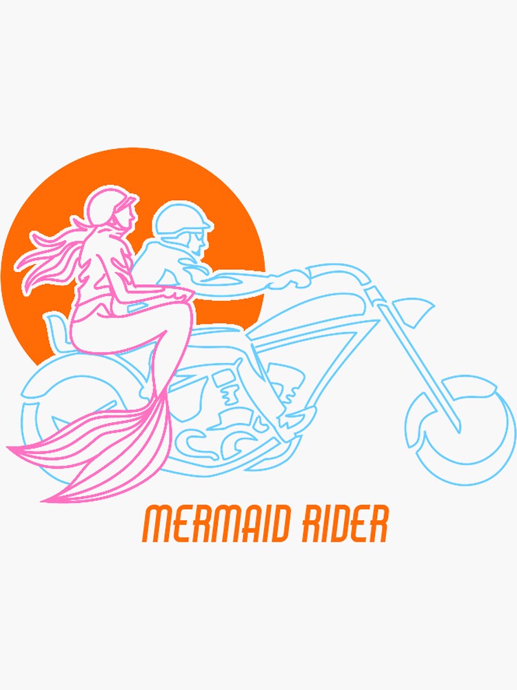 "Funny Women's Biker T-Shirt - Mermaids who love Motorcycles" Sticker ...