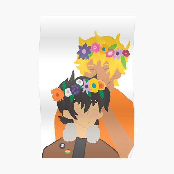 "Sleepy Solangelo Wearing Flower Crowns" Poster for Sale by ...