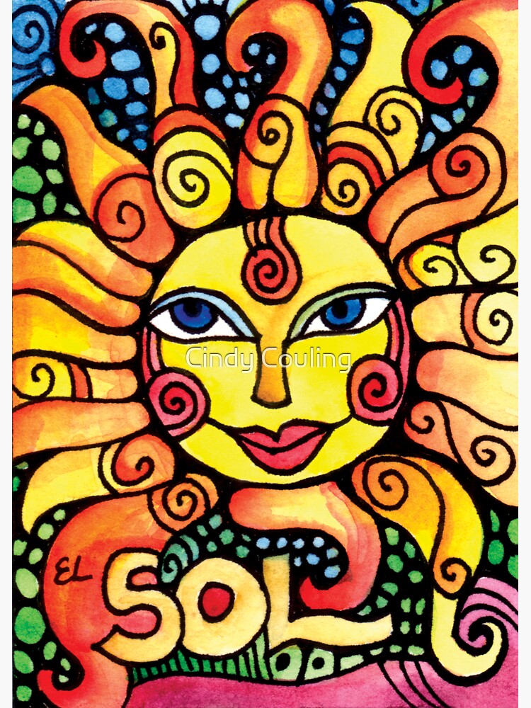 "El Sol - The Sun Loteria Design" Sticker for Sale by ccouling | Redbubble