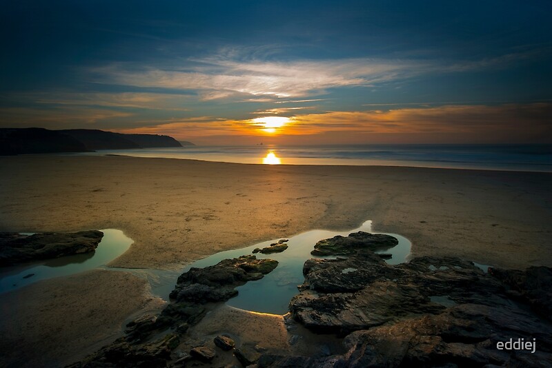 "Gorgeous sunset looking across perran beach at Perranporth Cornwall ...
